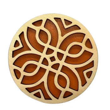 Laser Cut Coffee Cup Coasters Rounded Shape Solid Wood Tea Cup Holder ...