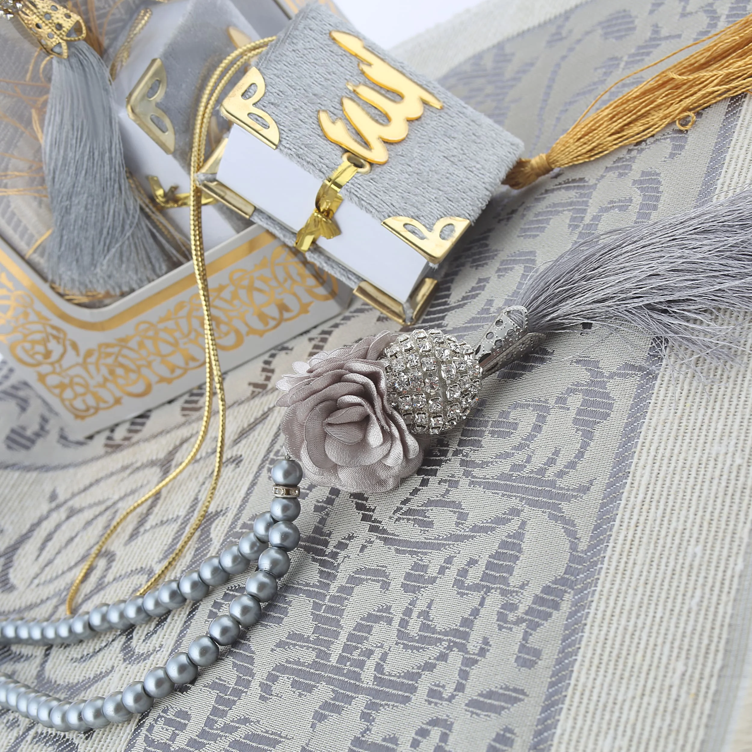 Mini Quran Prayer Mat Pearl Tasbeeh Travel Gift Set