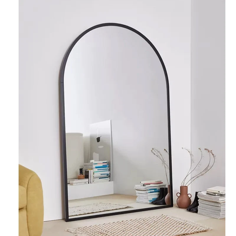 Black Large Industrial Metal Arched Frame Floor Mirror Big Oversize ...