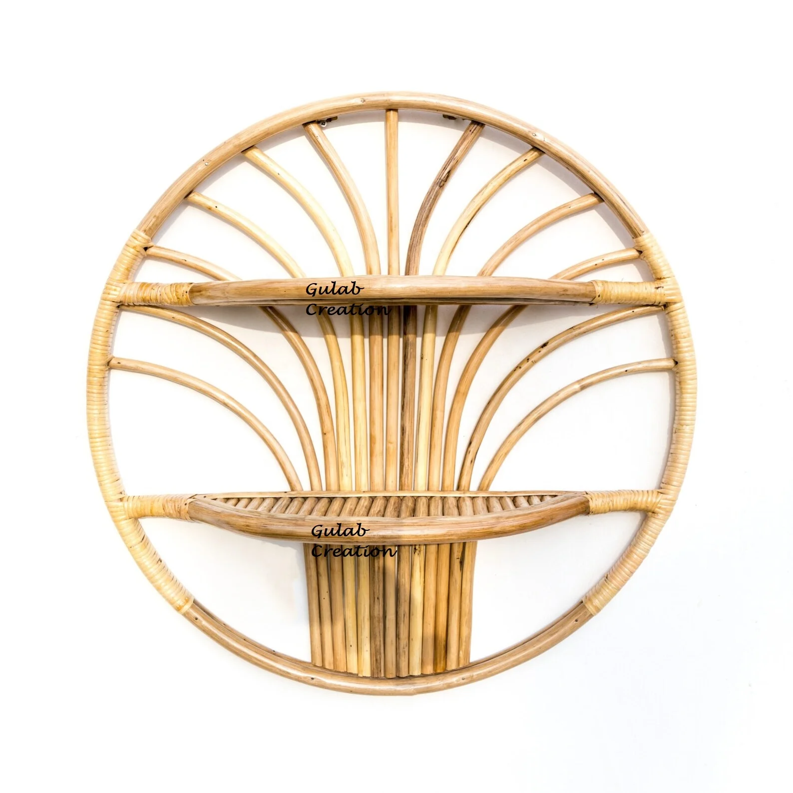 Tree Round Rattan Shelves/Rattan Wall Shelf For Living Room, Bathroom ...