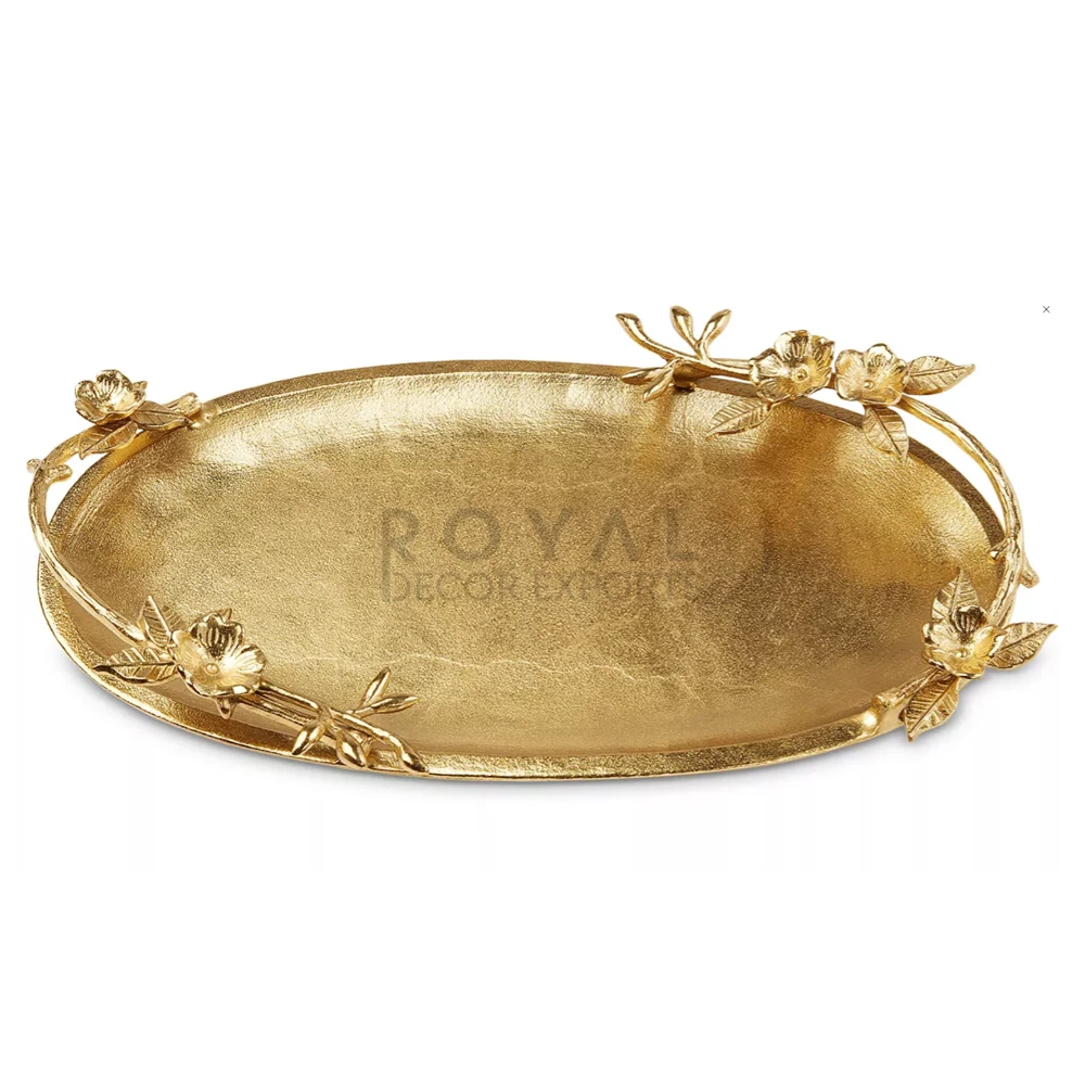 Metal Decorative Serving Tray Home Decor Gold Plated Tray Decoration ...