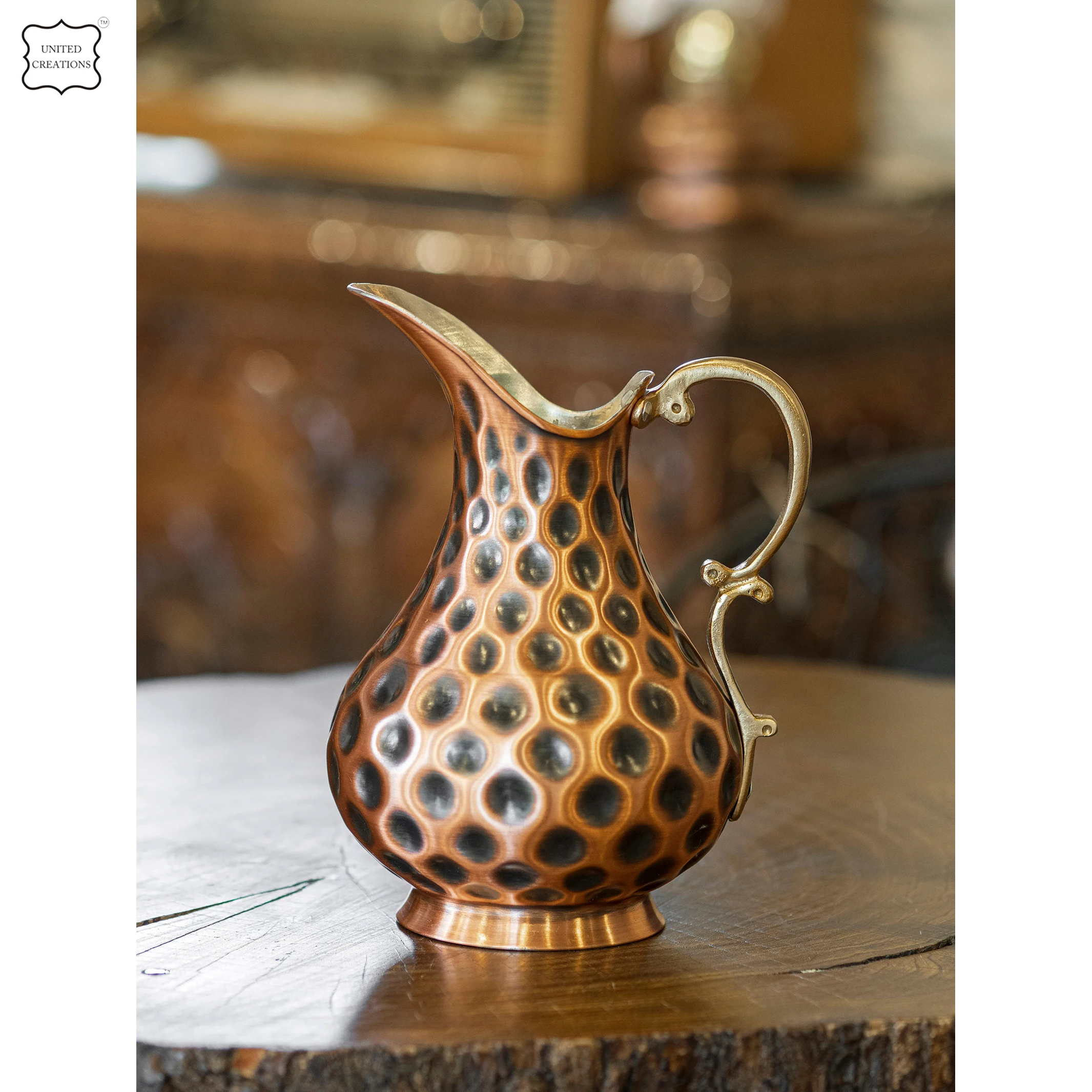 Solid Copper Hammered Drinking Water Pitcher,With Drinking Tumbler ...