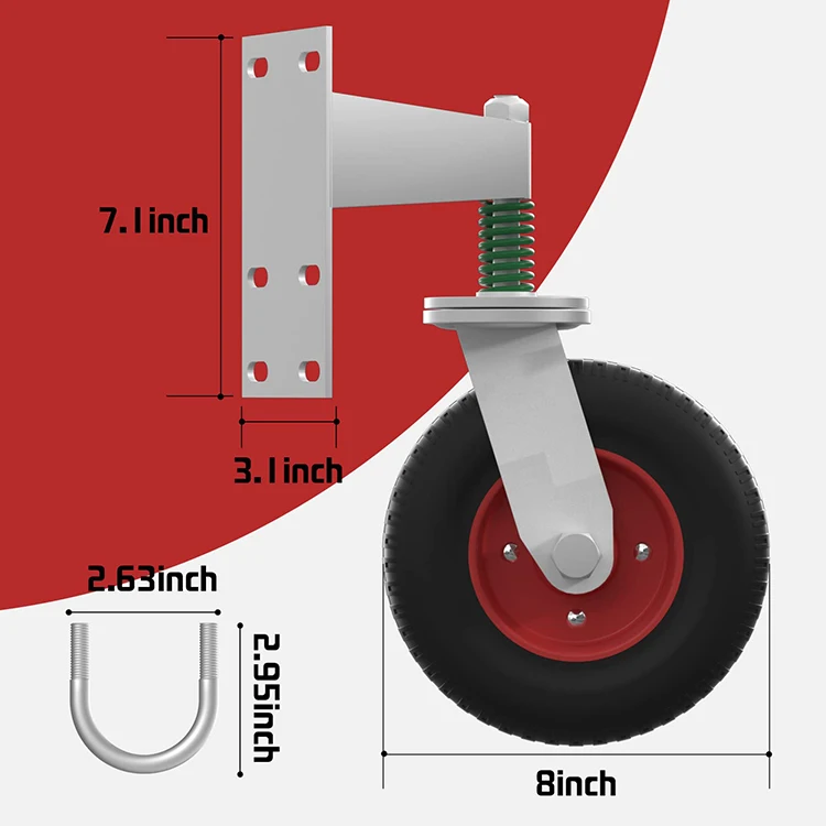 8inch Fence Gate Wheels For Metal Tube Gate 600lb Capacity 360 Degree ...