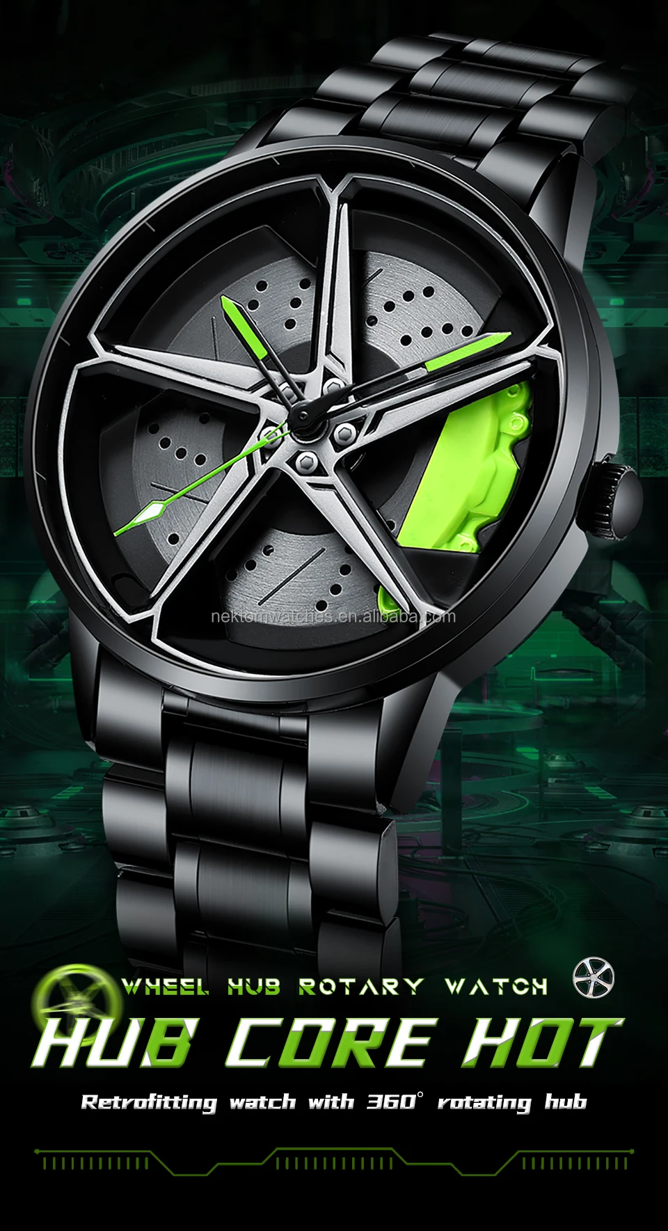 Ferriari 458 Rim Watch - Spinning Quartz Waterproof Wristwatch