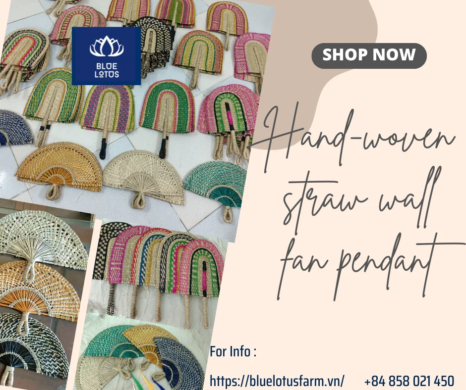 Traditional Vietnamese Seagrass Woven Fan, Vintage Wall Decor at Home ...