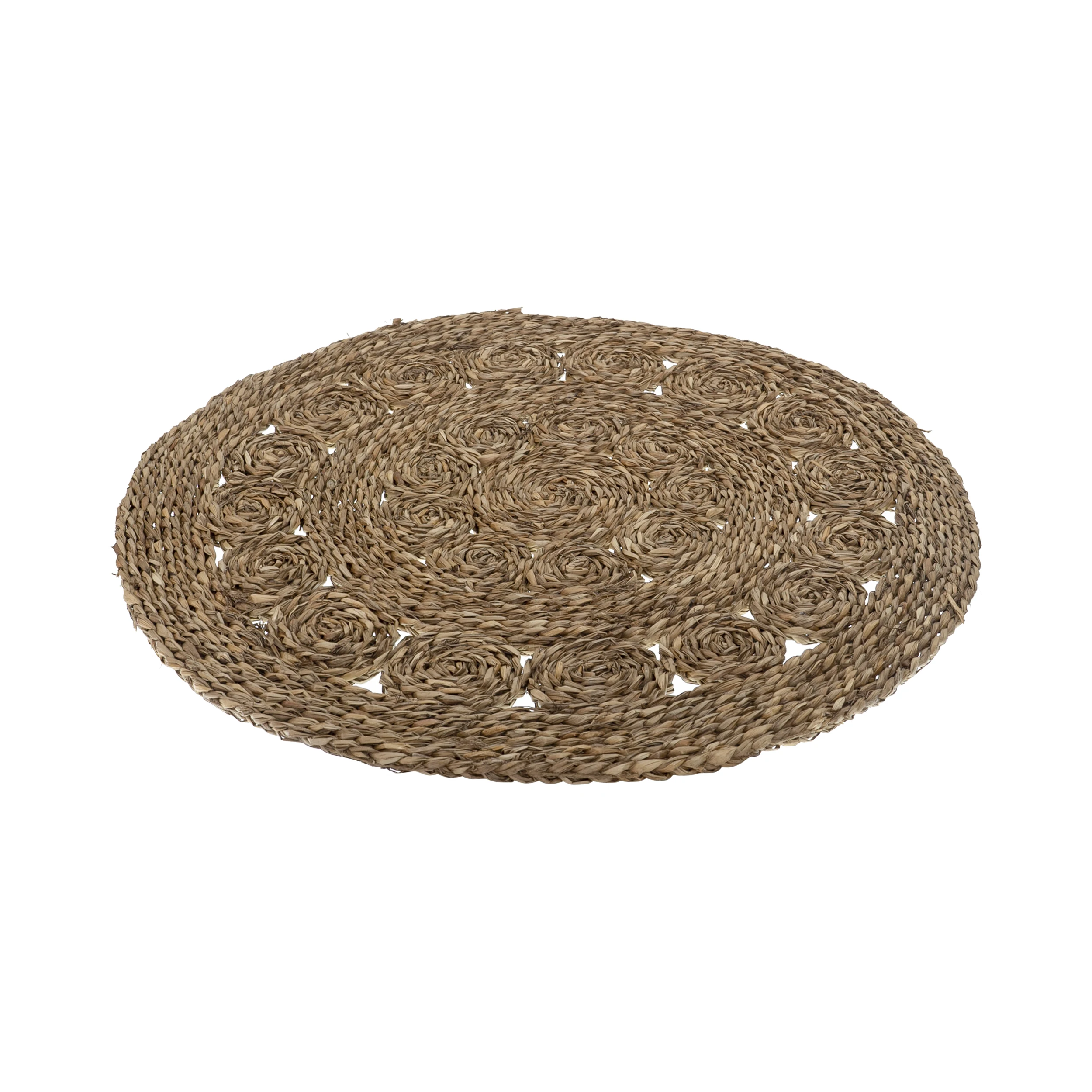 Decorative Natural Handwoven Rug Made Of Water Hyacinth In Flower Shape ...