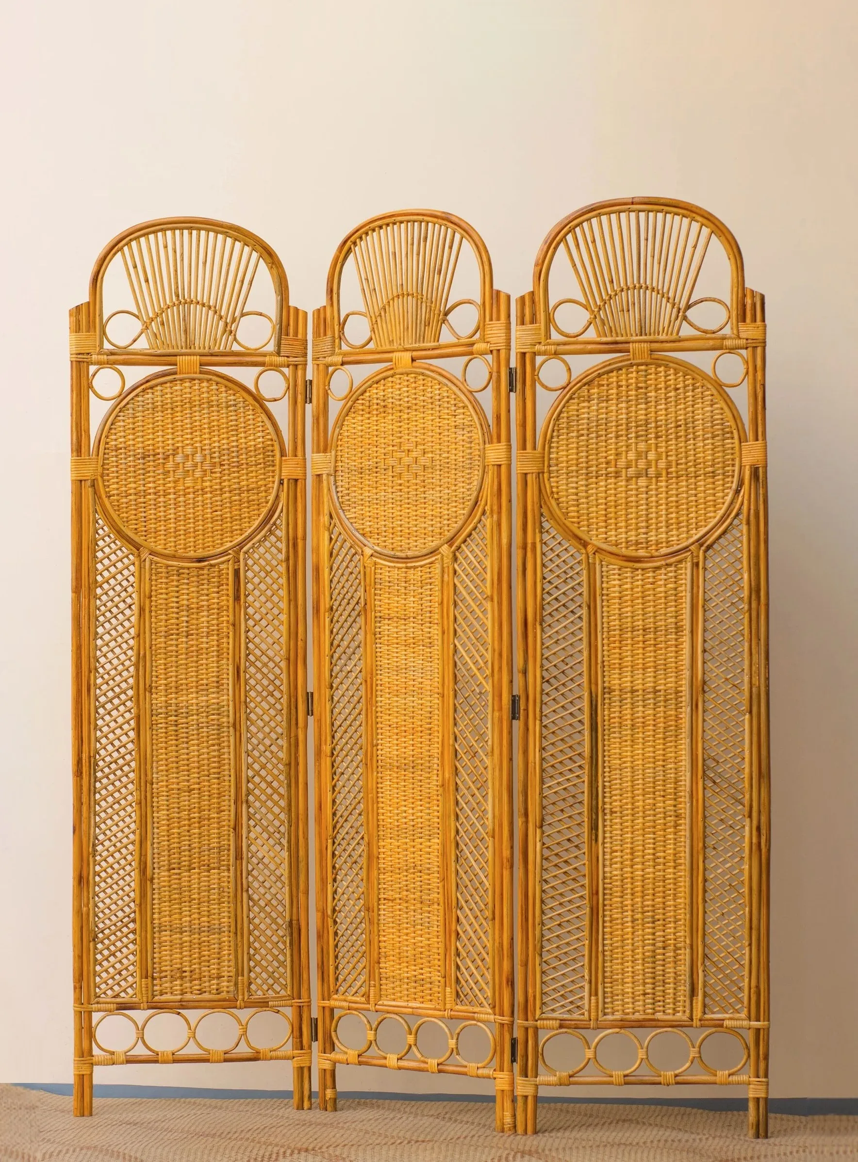 Wicker Dressing Room Partition Foldable Panels Wall Screen Separator ...