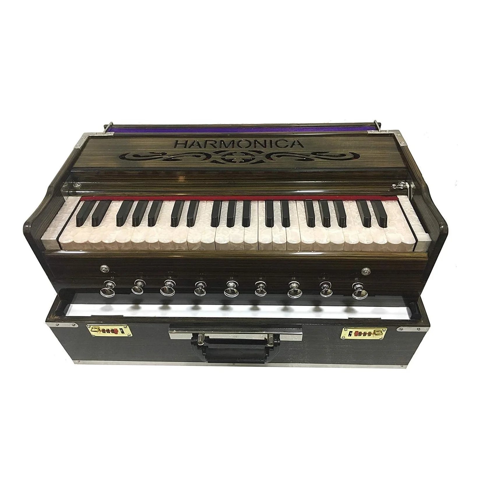 Indian Music Instrument 9 Stoppers Movable Harmonium Chudidaar Bellow ...
