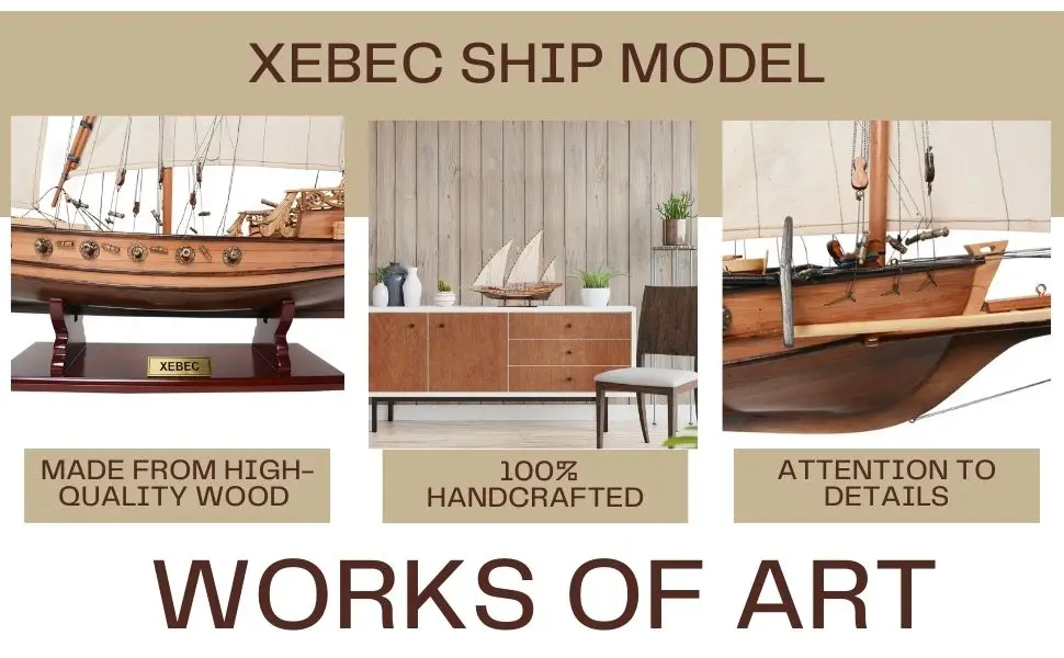 Handcrafted Xebec Model Ship - 80 Cm Wooden Replica