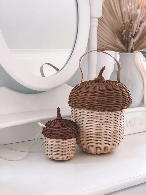 Kids Castle Play House Toys Rattan Storage Basket Bag Handmade ...