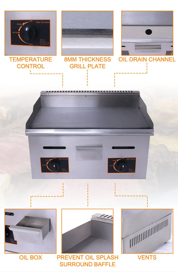 Commercial Griddle Gas Steak Beef Burger Flat Gas Grill Griddle - Buy ...