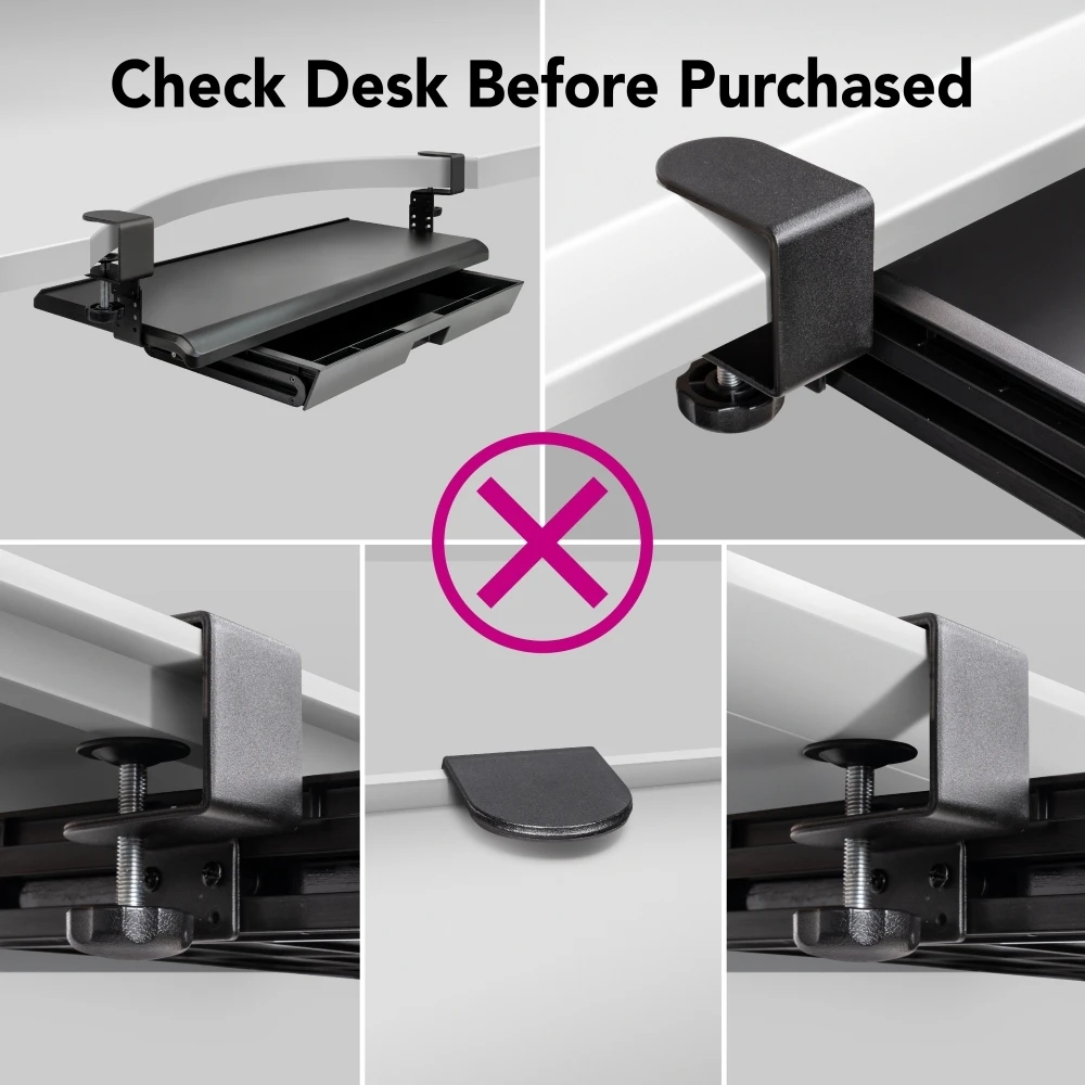 Clamp On Keyboard Tray Under Desk Drawer - Adjustable Height Office ...