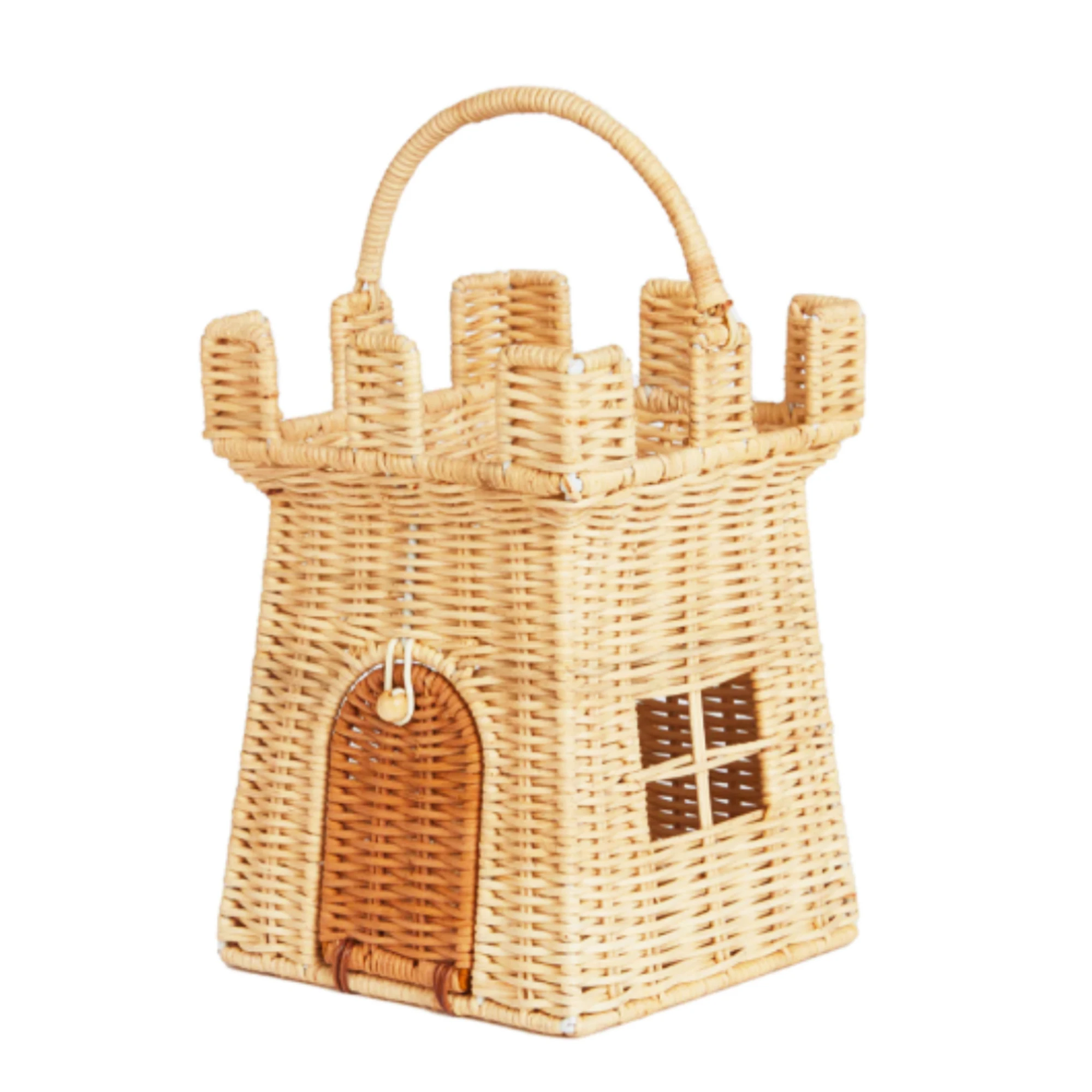 Handmade Woven Rattan House Shaped Basket Cute Desktop Storage Ornament ...
