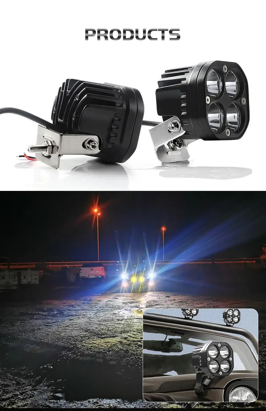 3inch Cube 40w Mini Led Work Light 12v 24v Car Dual Color Led Fog Light ...