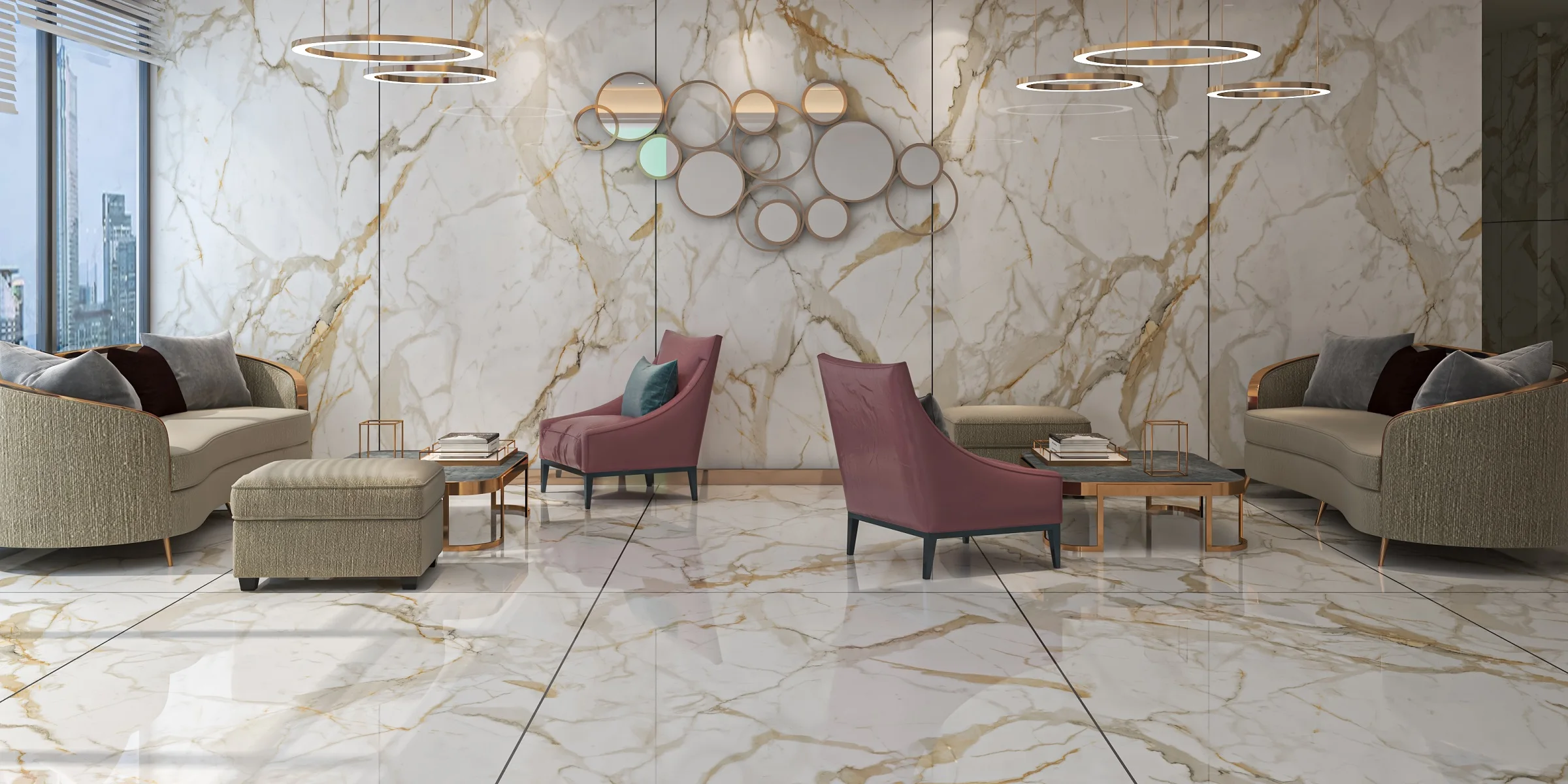 Qutone Imperial Marble Diamond Calacatta 1200x2400mm Polished Porcelain ...