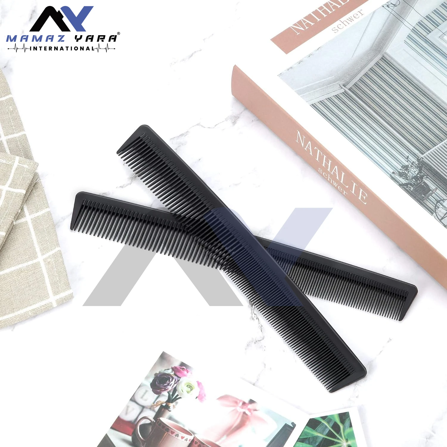Black Carbon Barber Fiber Cutting Comb - Heat Resistant