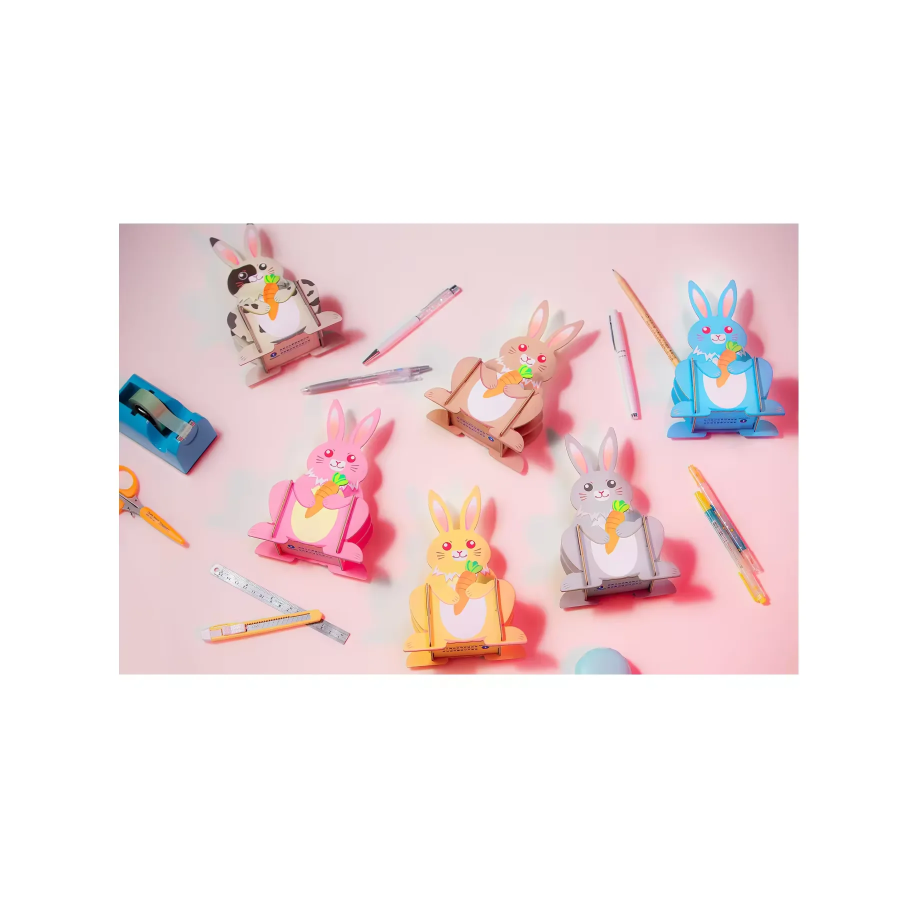 Office Desk Organizer With Cute Rabbit Theme Diy Durable Paper ...