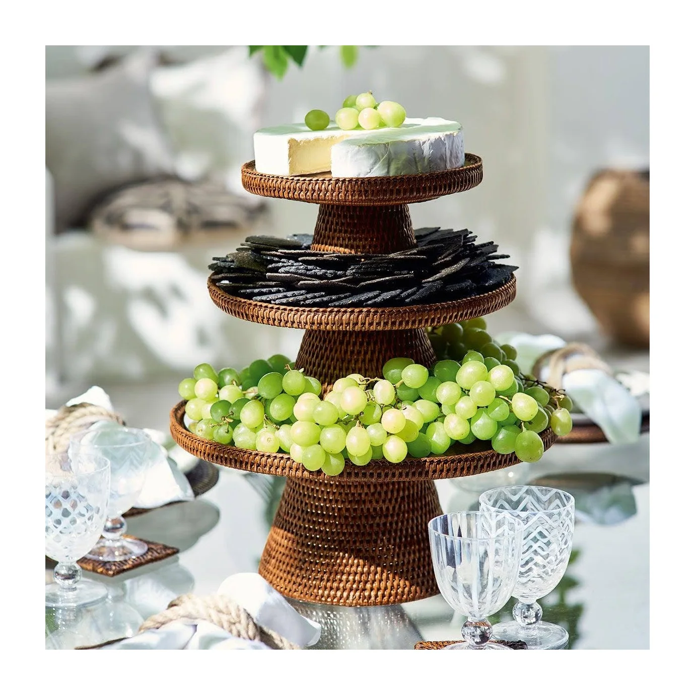 3 Tier Cake Stand Set Sustainable Rattan Holder Tiered Stands Luxury ...
