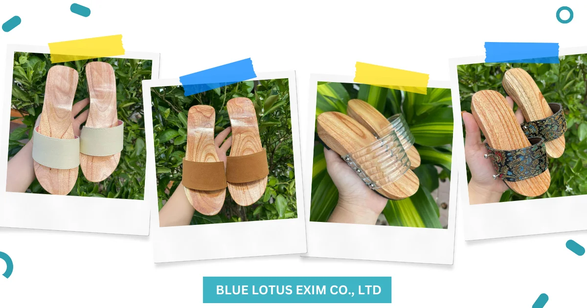 Traditional Vietnamese Guoc Moc Wooden Clogs by Blue Lotus