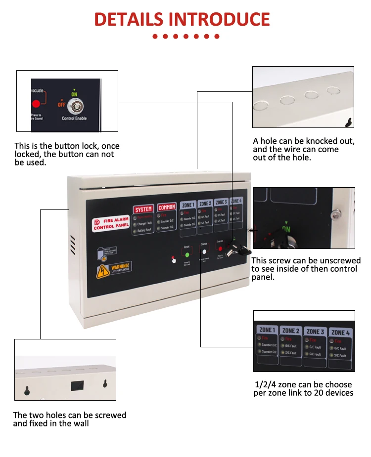 Fire Detection And Alarm System 1/2/4 Zones Fire Alarm Control Panels ...