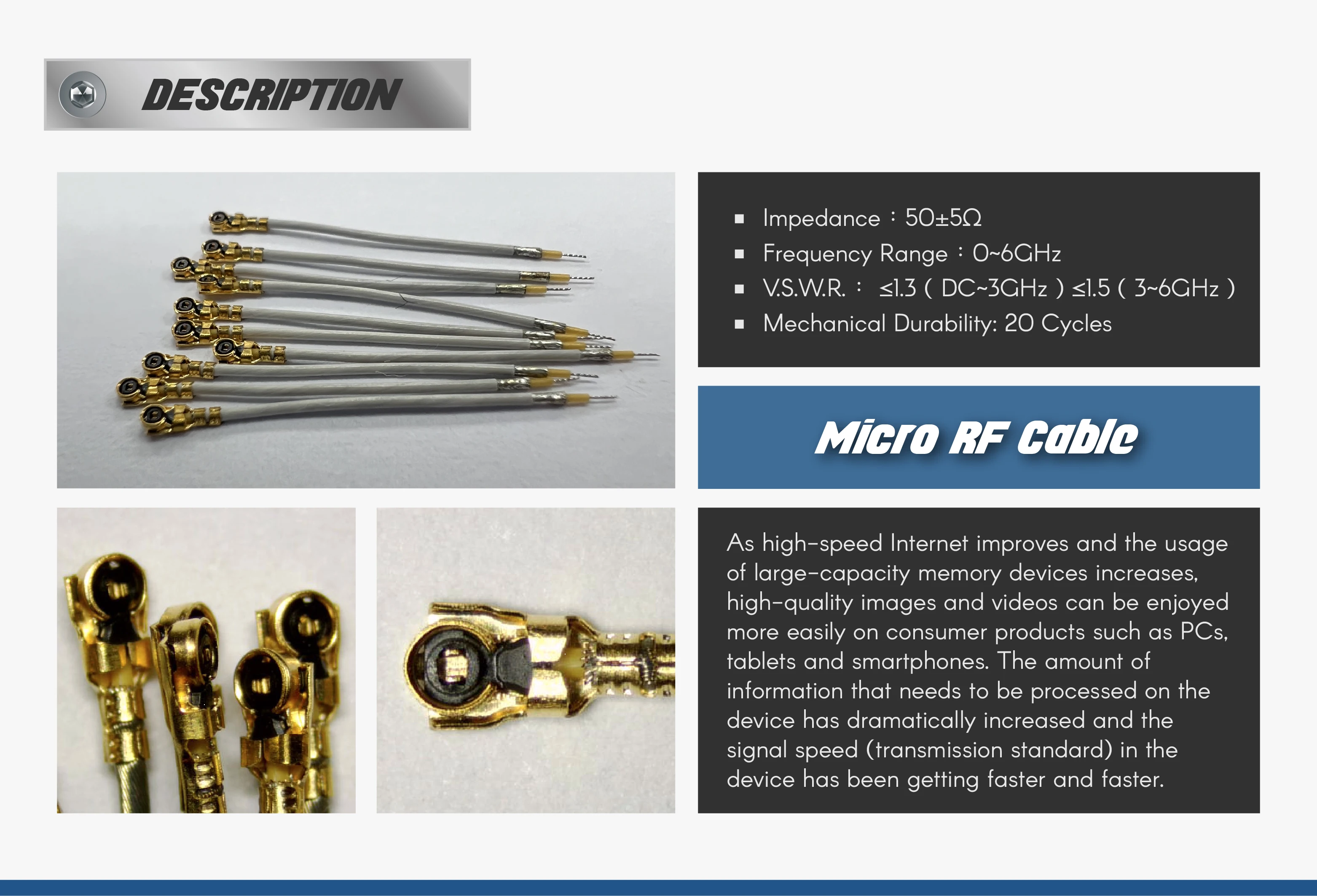 Mini Thin Micro Coaxial Rf Cable Connector For Mobile Device - Buy Mini ...