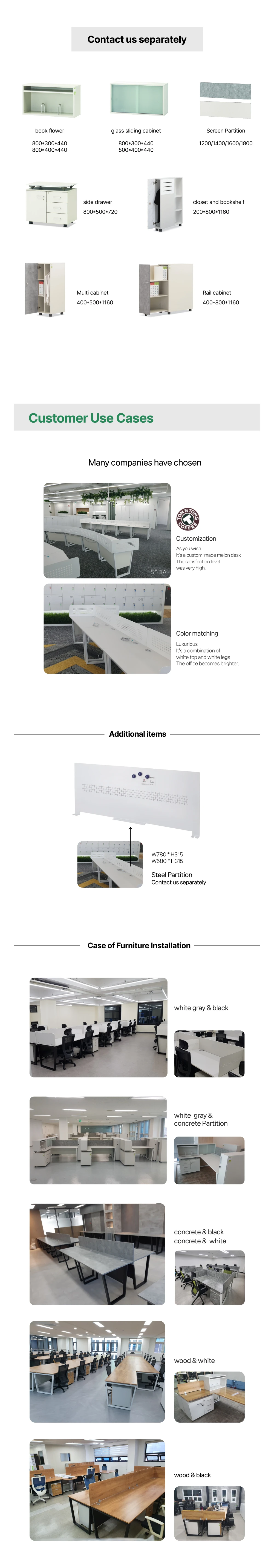 Korean Melon Desk 1200-1800mm Modular Office Table with Anti-Scratch ...