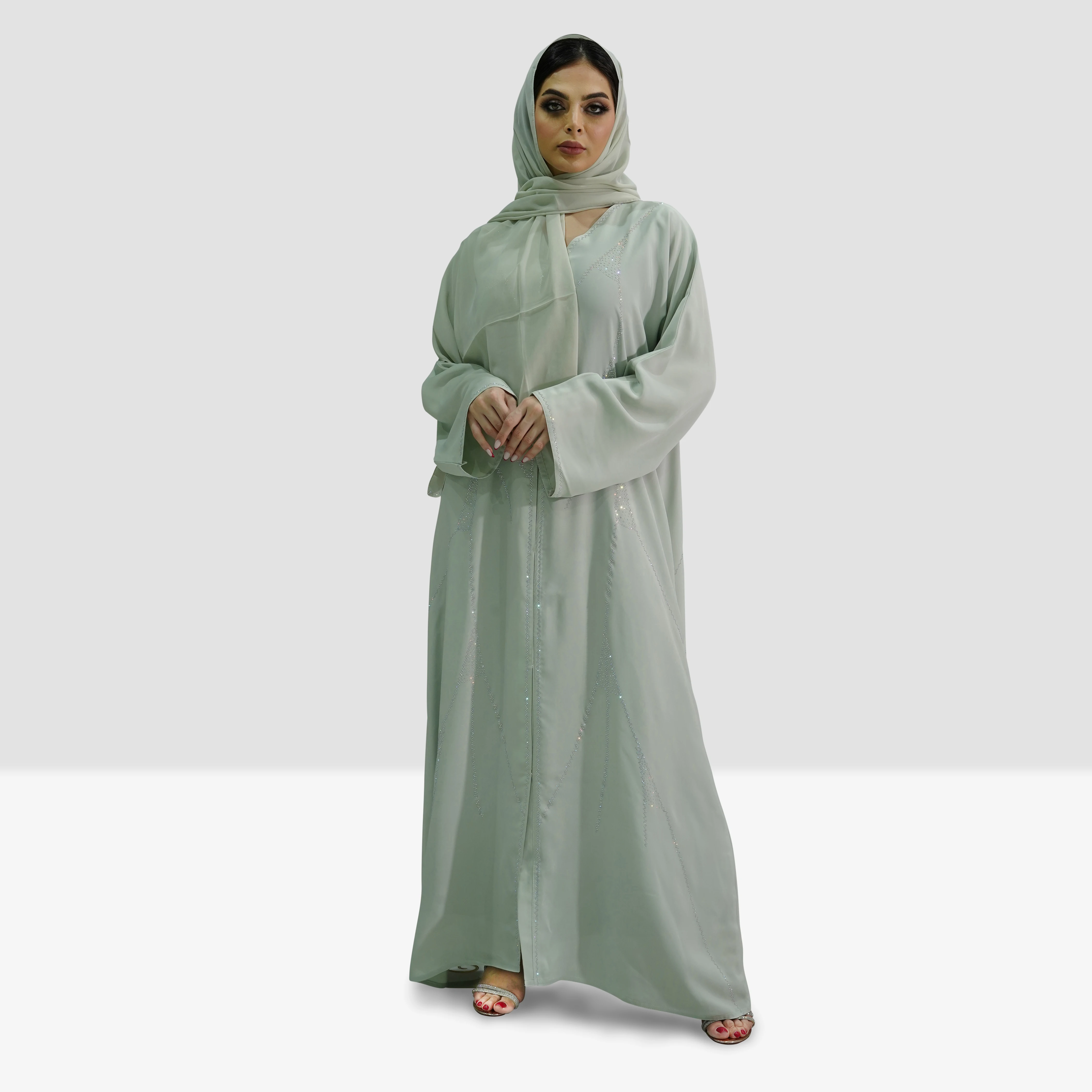 Zelmira Stone Design Open Abaya High Quality Korean Nida Fabric In ...