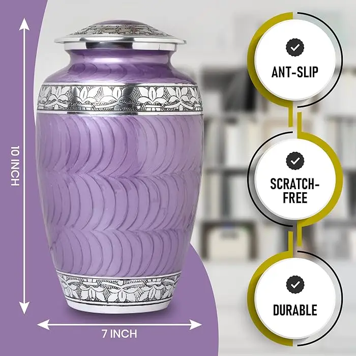 Purple Silver Metal Funeral Cremation Urns For Human Ashes Cremation ...
