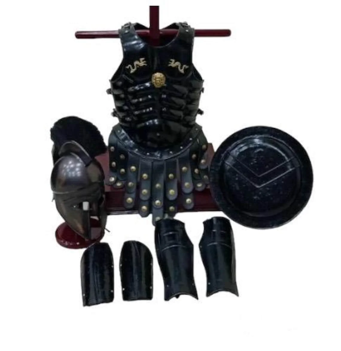 Medieval Roman Muscle Jacket Greek Corinthian Helmet With Feather Arm ...