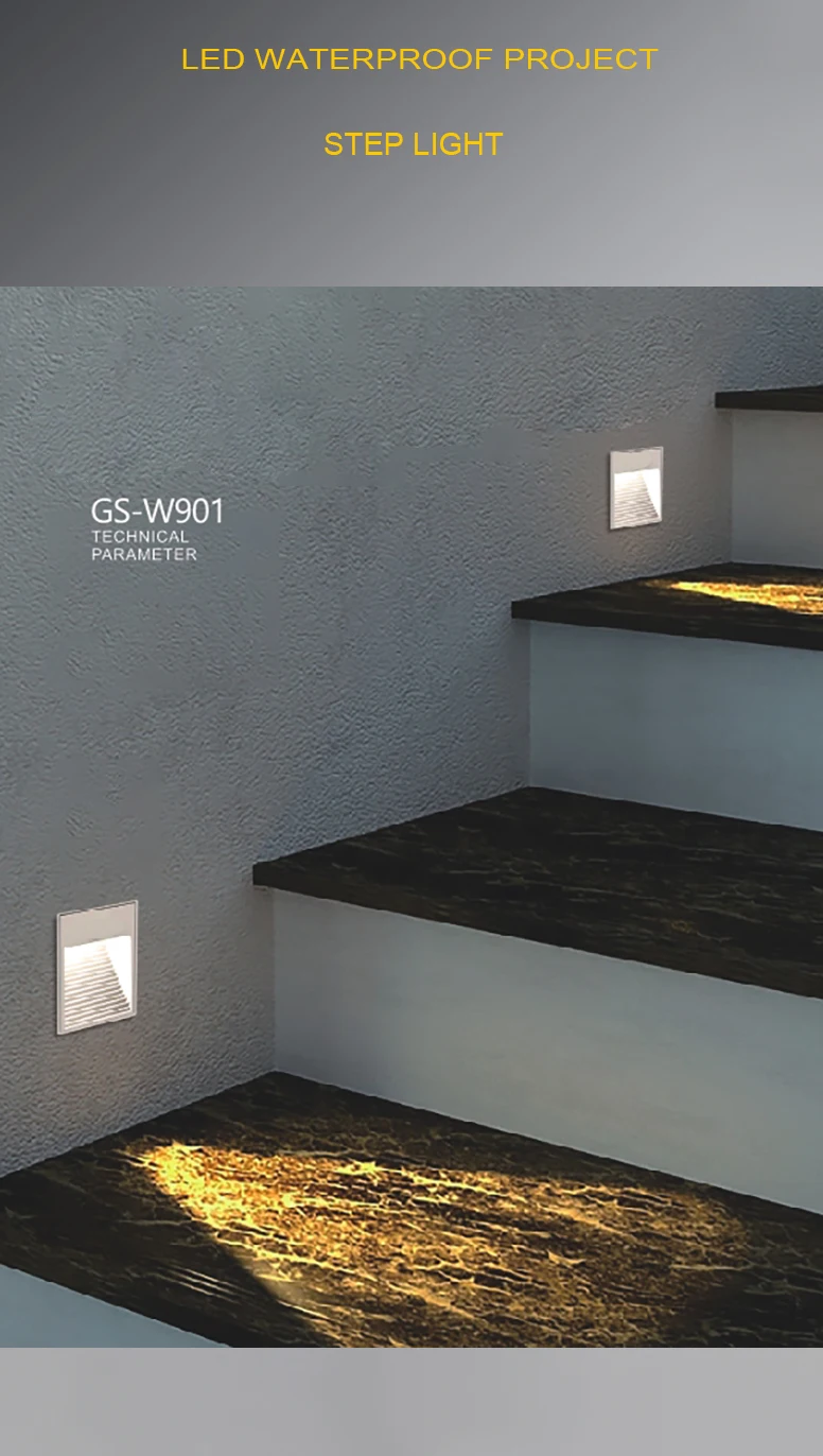 3w Outdoor Recessed Waterproof Trimless Staircase Wall Stair Foot Light ...