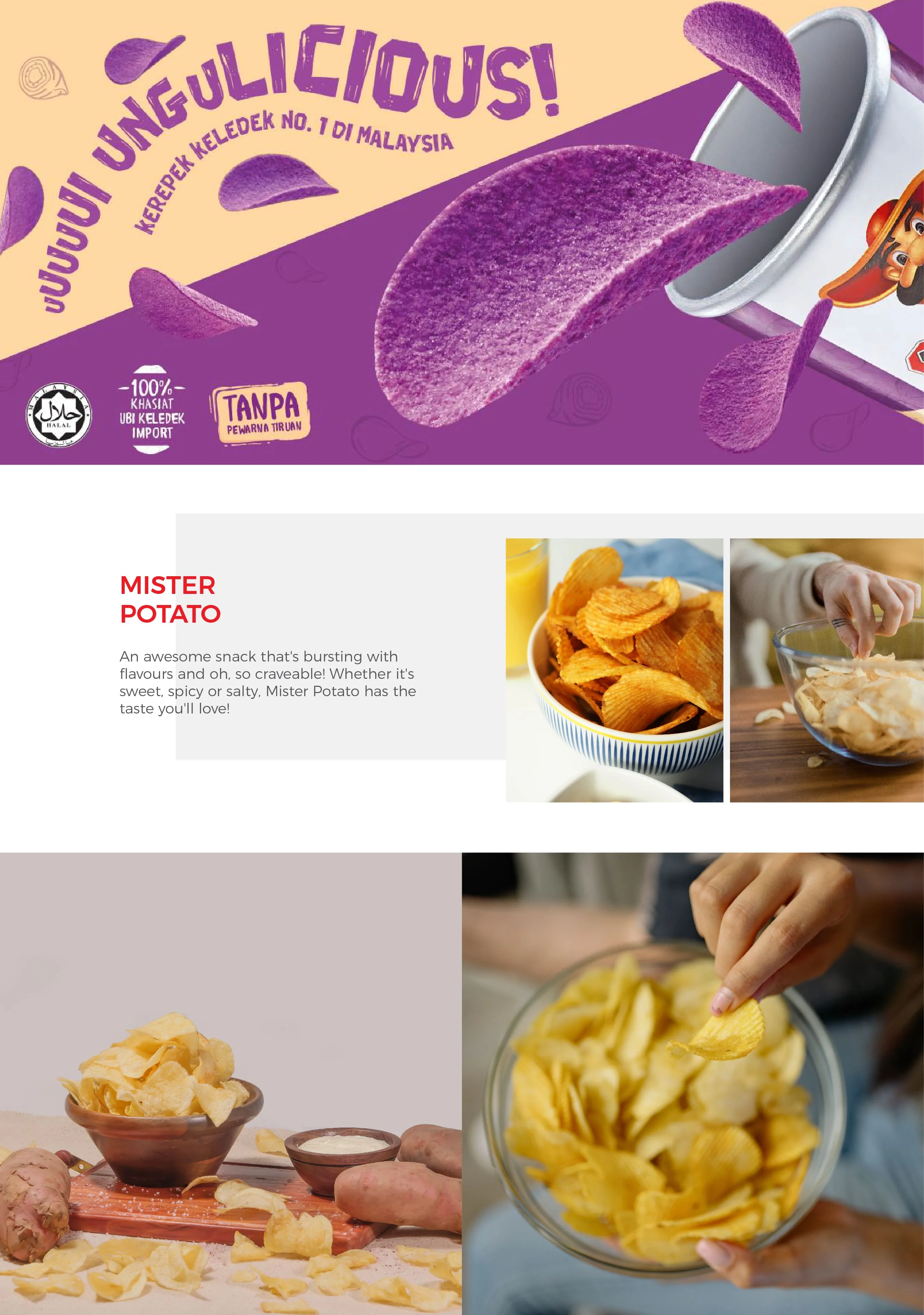 Mamee Mister Potato Chips - BBQ Hot & Spicy Tomato Snacks