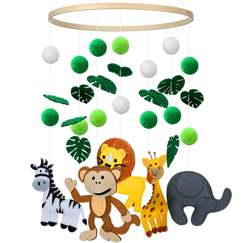 Woodland Forest Safari Deer Monkey Lion Hanging Mobile Toy Nursery Room ...