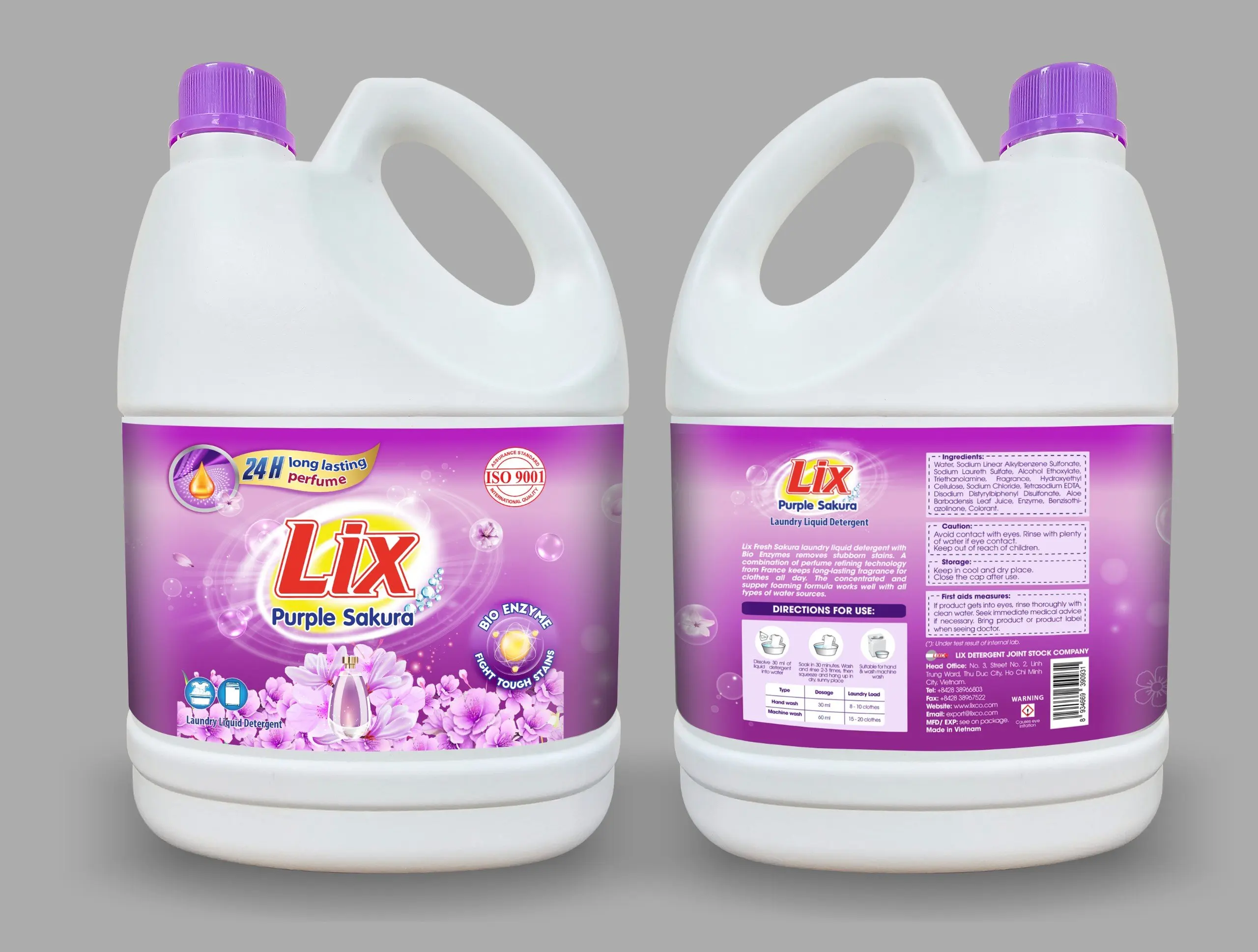 LIX SAKURA High Quality 3KG Laundry Detergent Liquid Eye-Catching Bag and Sachet Packaging With ...