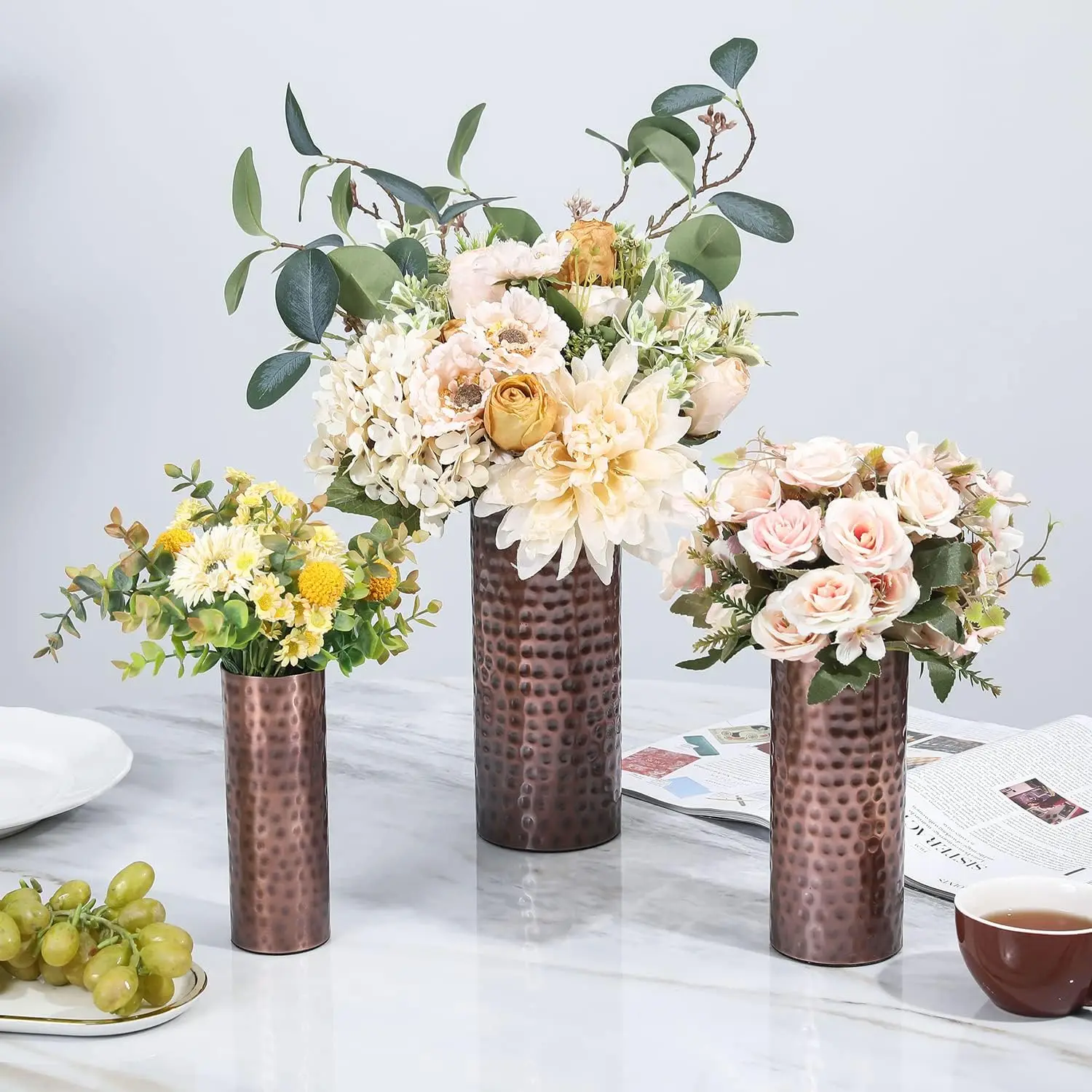 Modern Ball Design Flat Base Matte Gold Color Flower Pot Metal Vases ...