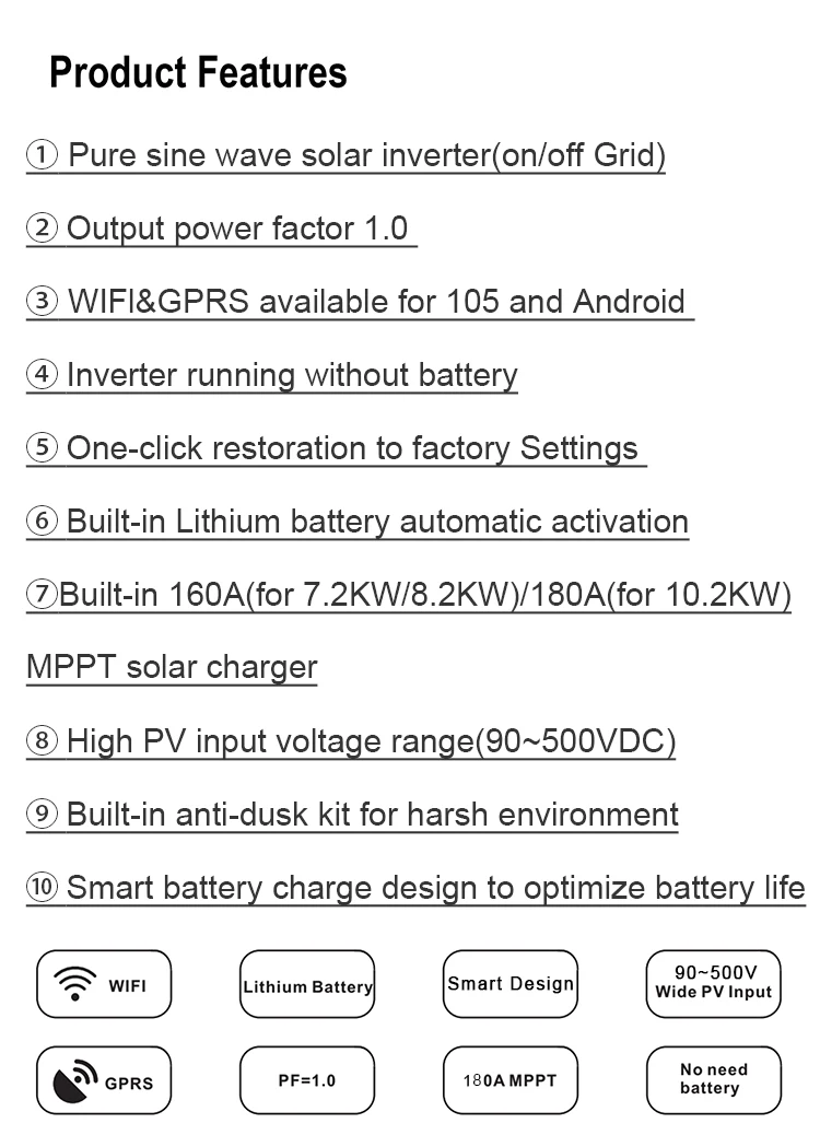 Manyu Solar 10.2KW 8.2KW Hybrid Solar Inverter Solar Power Inverter Off ...