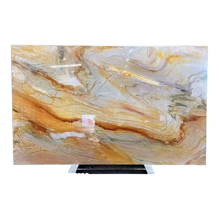Natural Polished Rainbow Gold Quartzite Slabs by Fulei Stone
