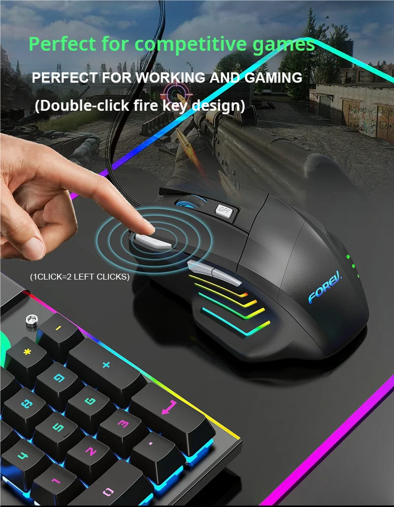 Fvx7 Wired 7-key Cool Glowing Gaming Mouse,Ergonomics Internet Cafe ...