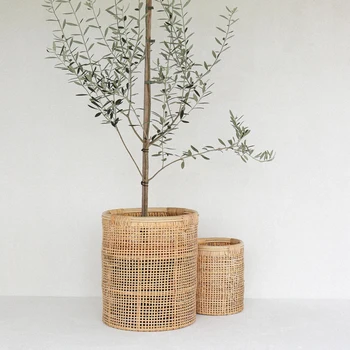 Garden Pots & Planters Natural Rattan Cane Plant Pots Hand-woven ...