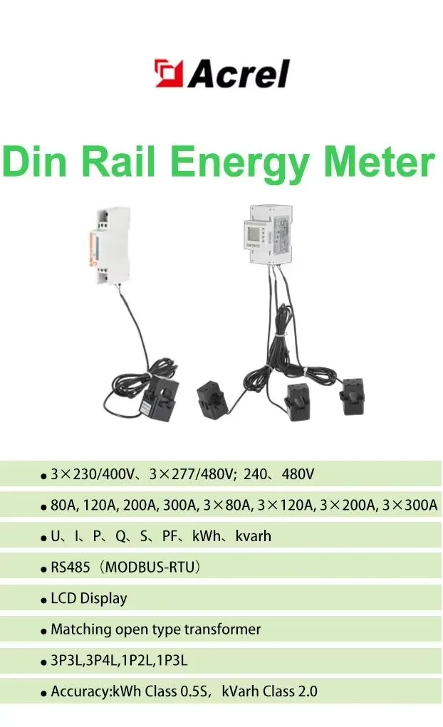 Acrel Din Rail ADL400N 3-Phase Smart Power Meter RS485 Modbus-RTU ...