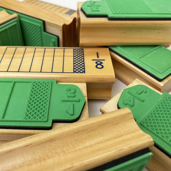 Wooden Fraction Bar Stamps - Math Manipulatives for Kids
