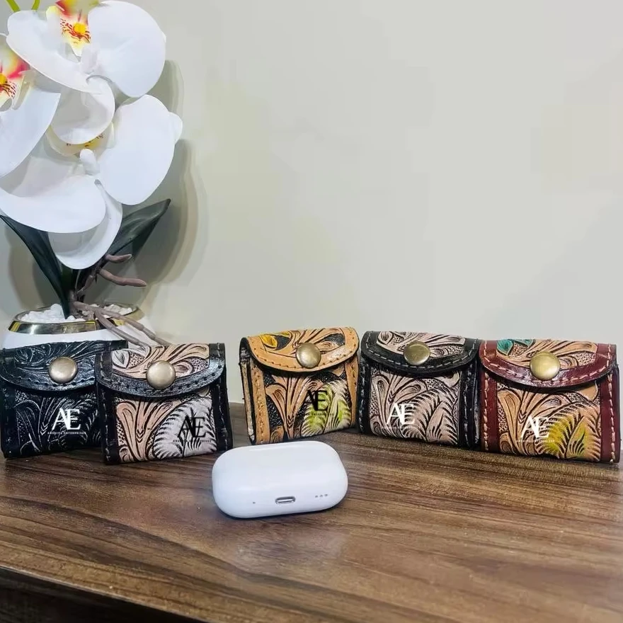 Hot Sale 2024 Hand Tooled Leather Air Pod Case Genuine Leather ...