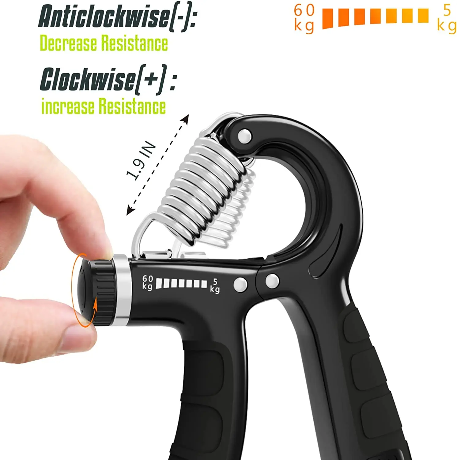 Heavy 5-60 Kg Steel R Shape Hand Grip Metal Adjustable Strengthener ...