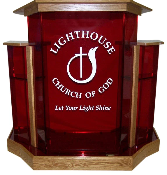 Red Custom Perspex Pulpit Lectern Wingstyle Acrylic Podium for Church