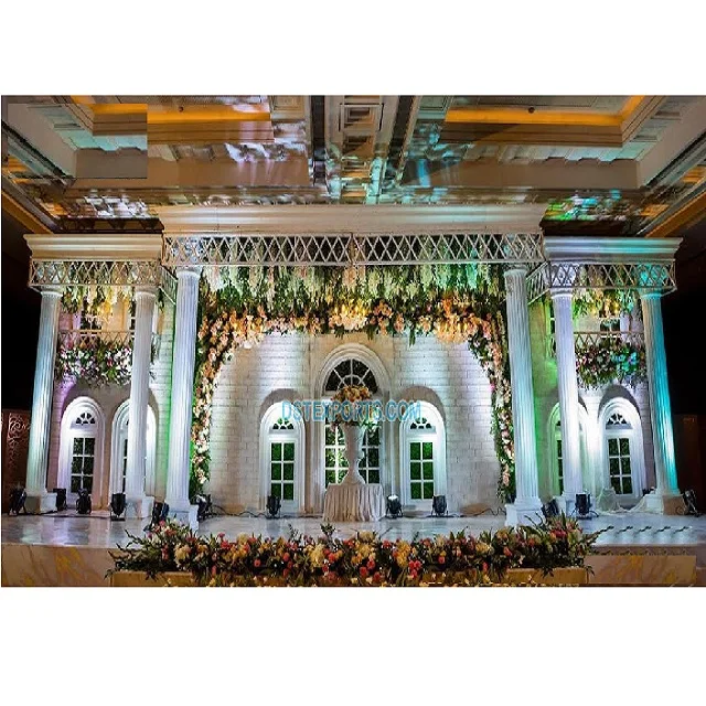 Grand Castle Themed Wedding Stage Decoration White Finish Victorian ...