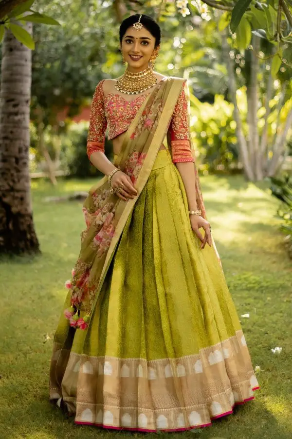 Kanjiveram Silk Lehenga Saree - Perfect for Indian Weddings