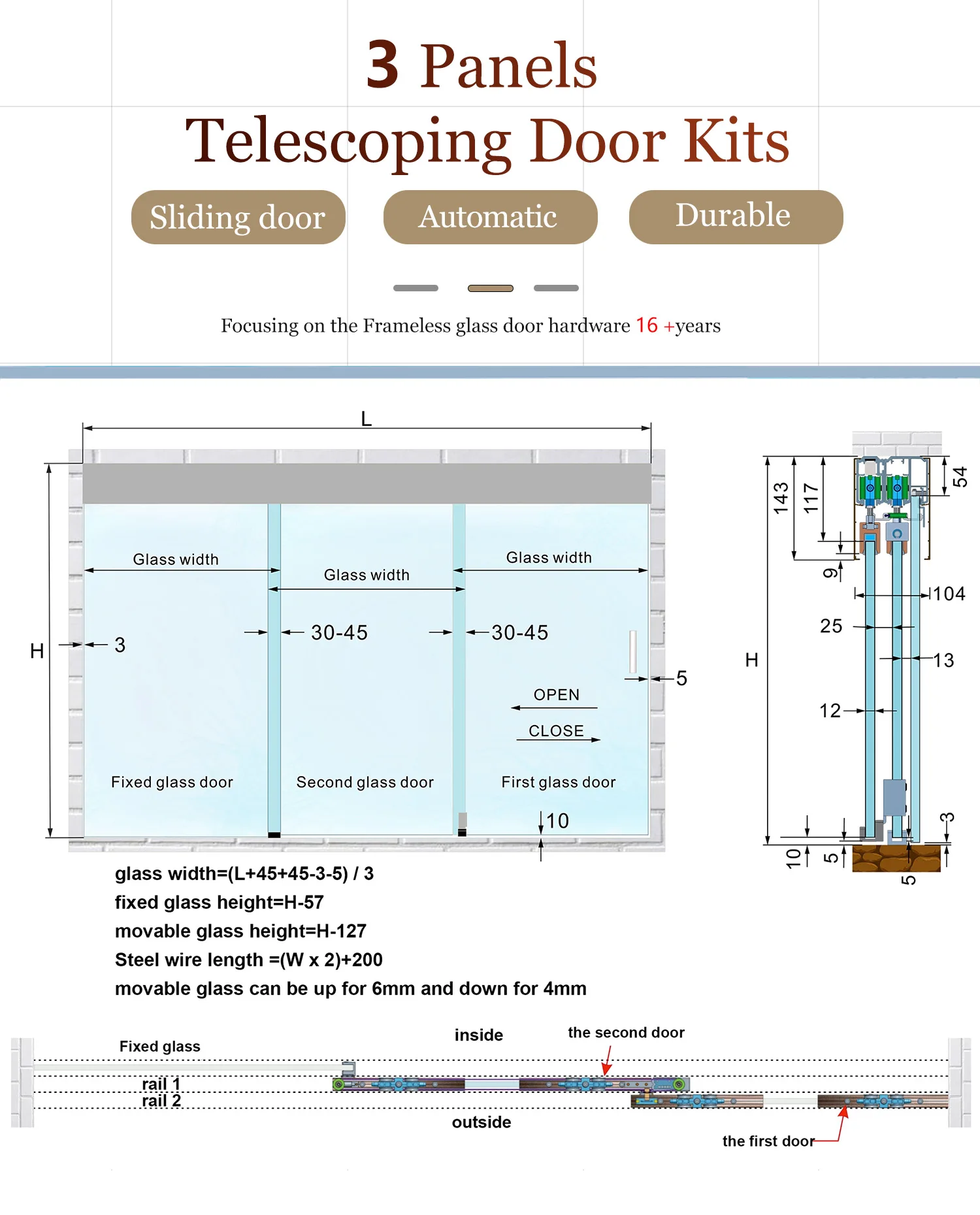 3 Track Sliding Door System - Modern Partition Solution
