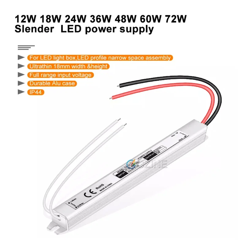 Slim Power Supply 12v 3a 4a 5a 6a 8a Led Strip Light Driver 12v 36w 48w ...