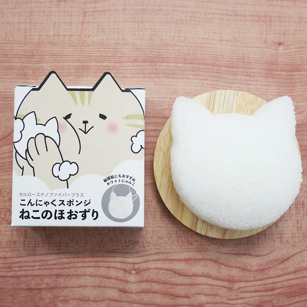 Cat Shaped Japanese Bath Sponges Skin Care Tools Facial Cleansing Face ...