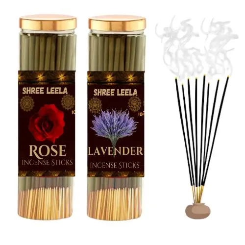 Shree Leela Agarbatti For Pooja Rose & Lavender Pack Of 2 Natural ...