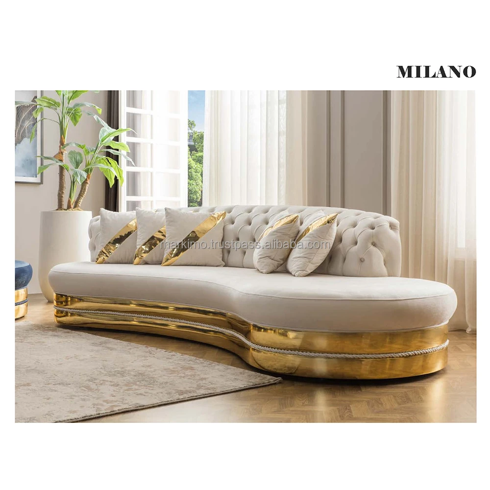 Turkish Style Sofa Set Tufted Upholstered Curve Sofa Curved Coach ...